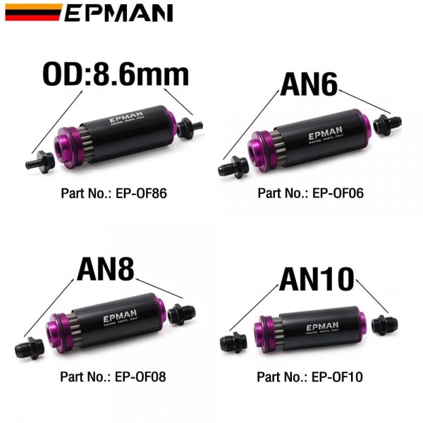 Fuel Filter, 100 Micron, 6AN, 8AN, 10AN, 8.6mm, Fittings