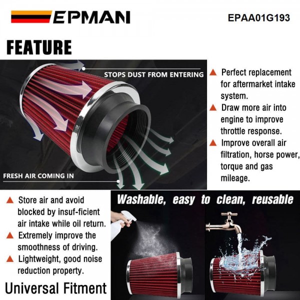 EPMAN 20Sets/Carton Power Intake High Flow Cold Air Intake Filter ...