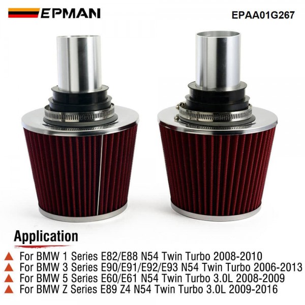 EPMAN 2.25" Dual Cone Intake Air Filters - Ideal for BMW 135, 335i ...