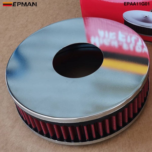 Chrome Air Cleaner with Washable Filter 8 x 2 Inch For 70mm carburetor neck
