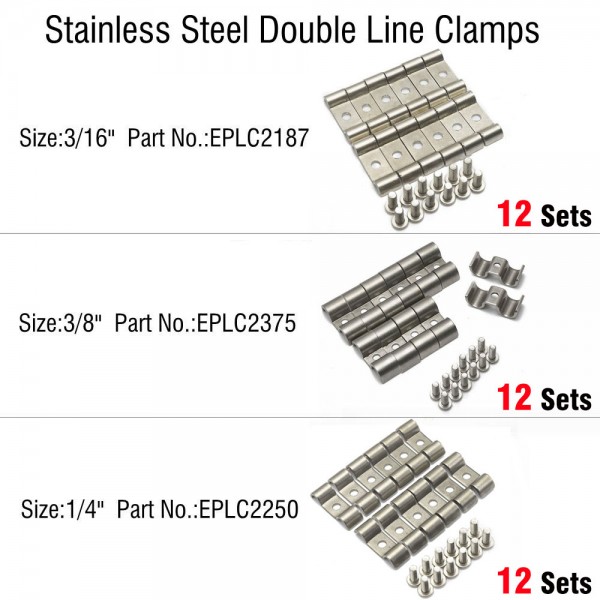 EPMAN Stainless Steel Double Line Clamps Pack of 12 modified Fits Fuel ...