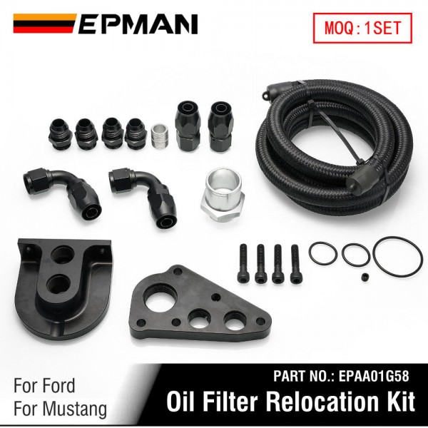 EPMAN Billet Aluminum Oil Filter Relocation Kit For Mustang GT / F150 ...